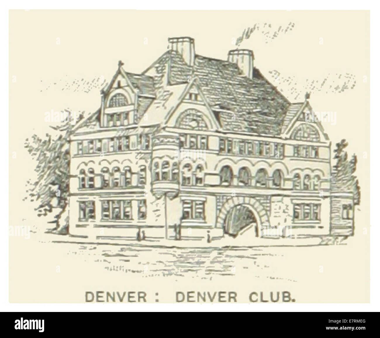 This 1891 illustration depicts the Denver Club in Denver, Colorado ...