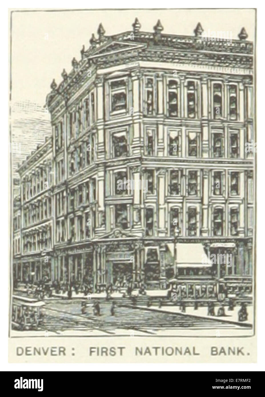This 1891 reference depicts the First National Bank of Denver, a key ...