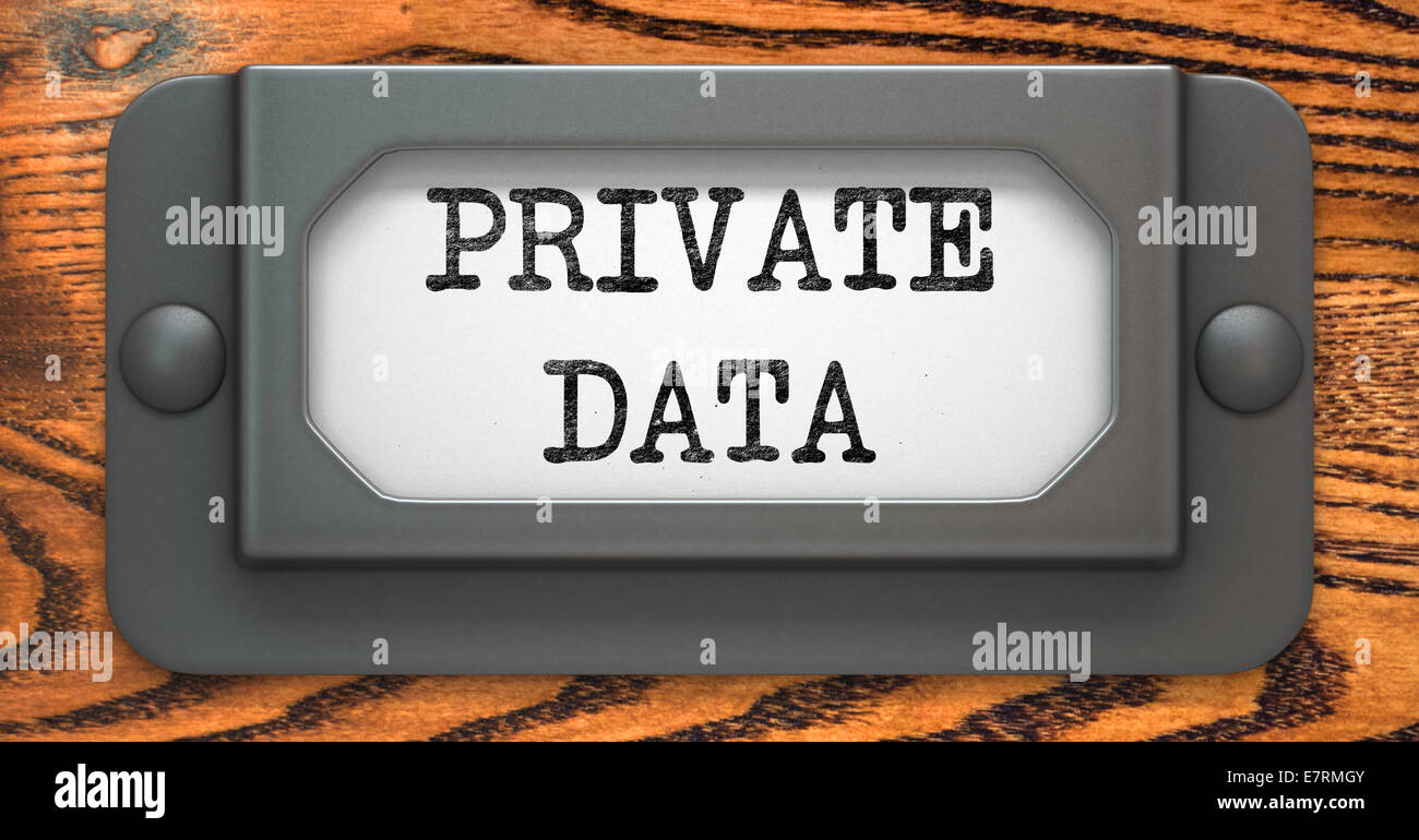 Private Data on Label Holder Stock Photo - Alamy