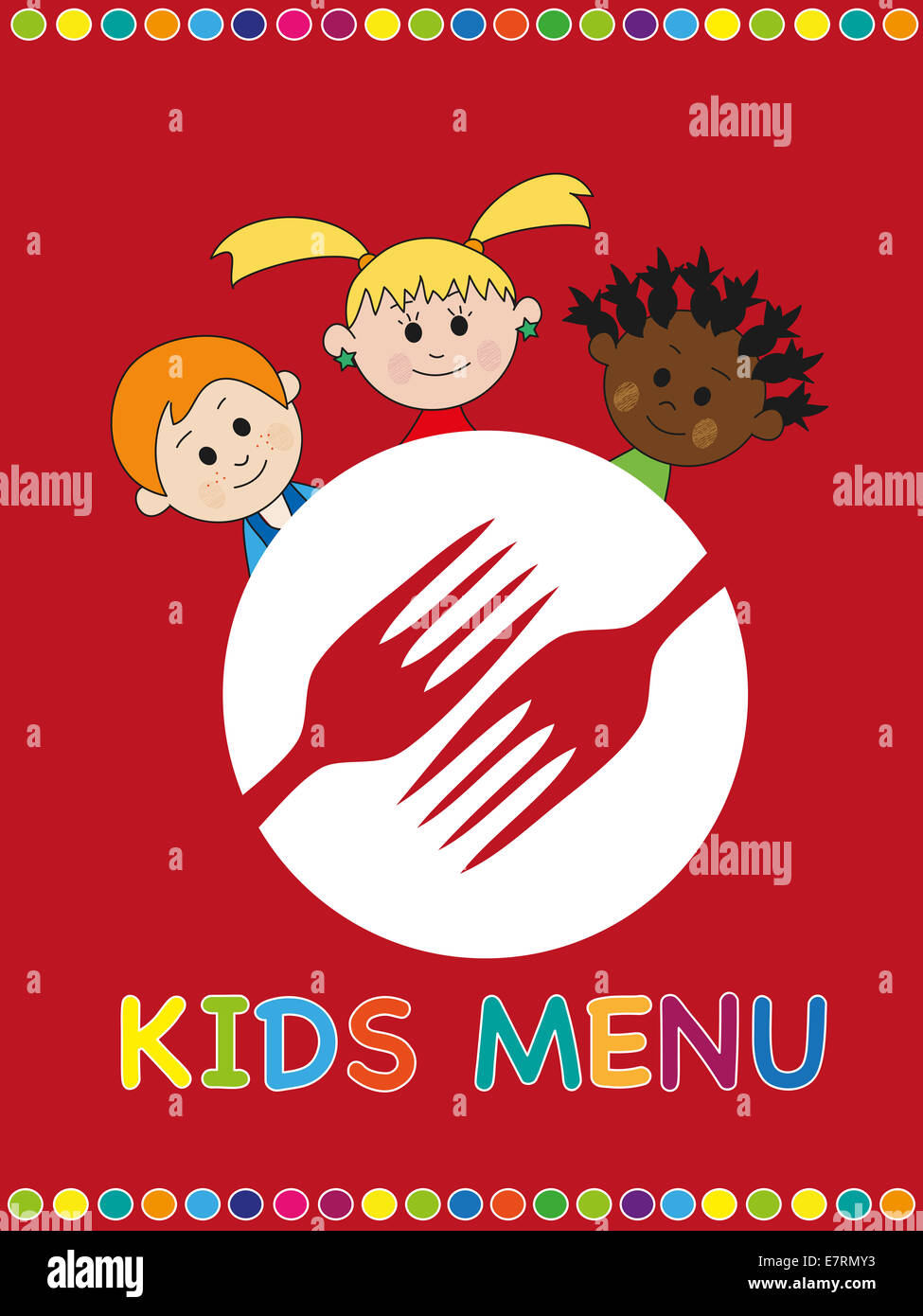 illustration of kids menu with happy children Stock Photo - Alamy