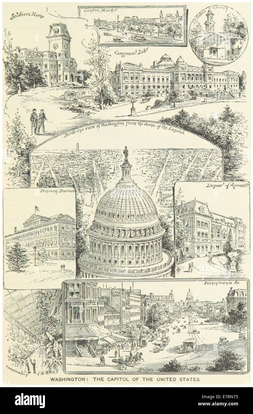 An 1891 illustration depicting Washington D.C., the capital of the ...