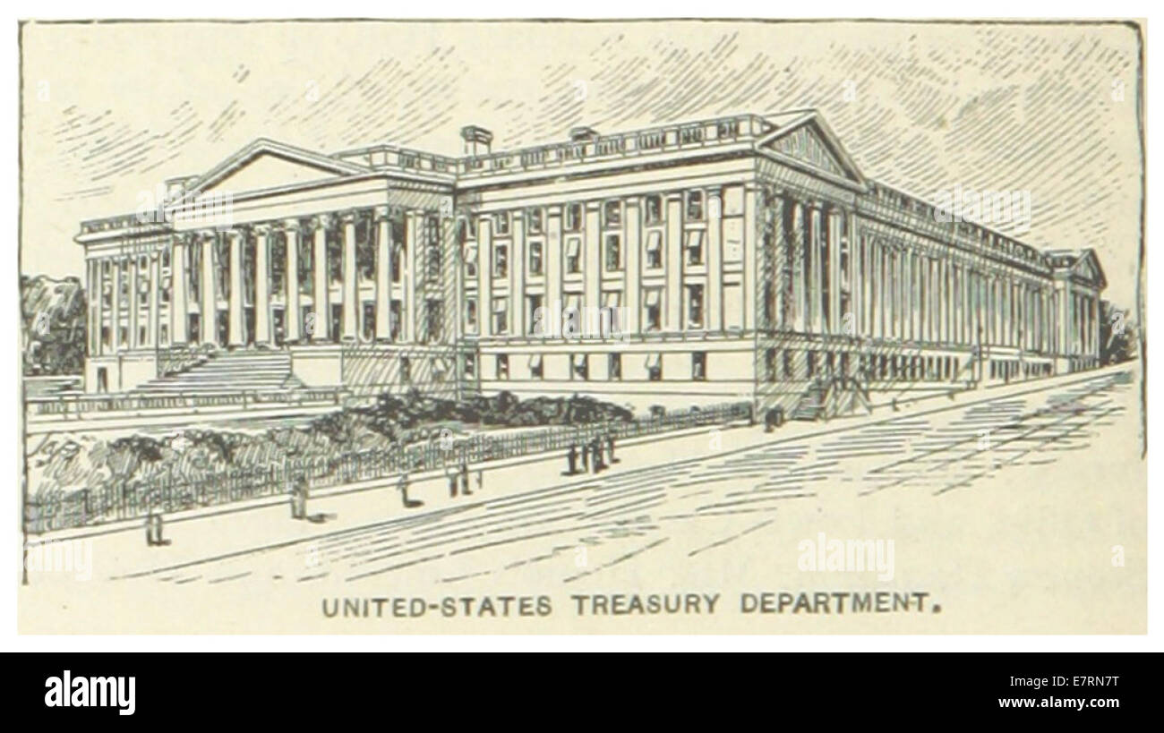This 1891 illustration shows the Treasury Department building in ...