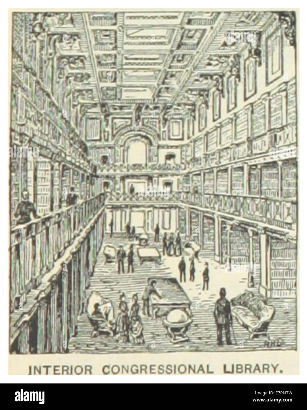An illustration from the 1891 work showing the Library of Congress in ...