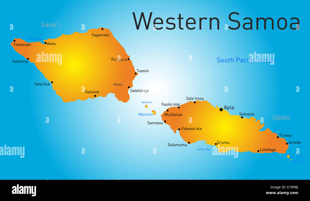 western samoa map Stock Photo - Alamy