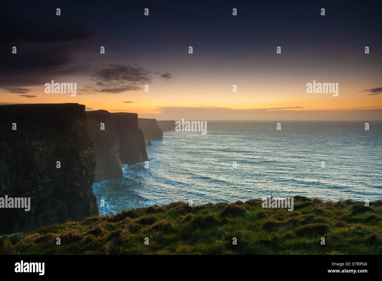Famous cliffs of Moher at sunset in Co. Clare Ireland Europe. Beautiful ...