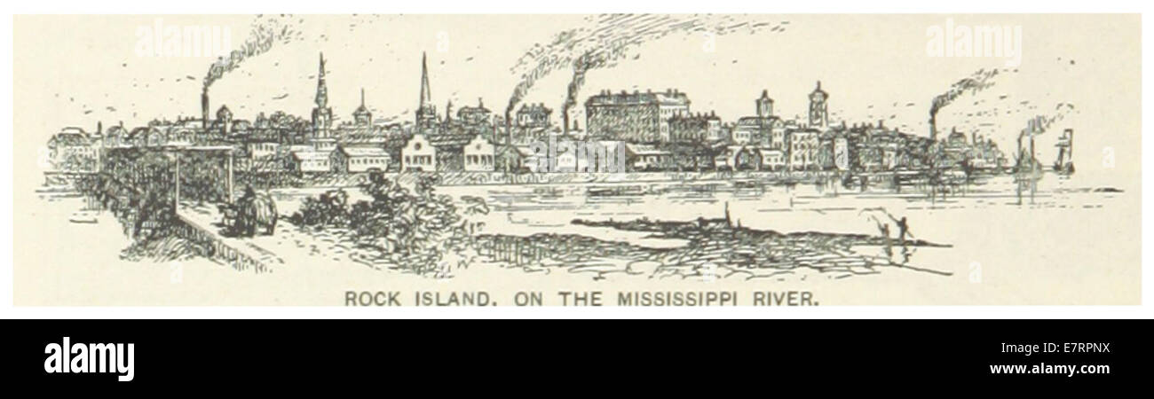 An 1891 illustration of Rock Island on the Mississippi River, depicting ...