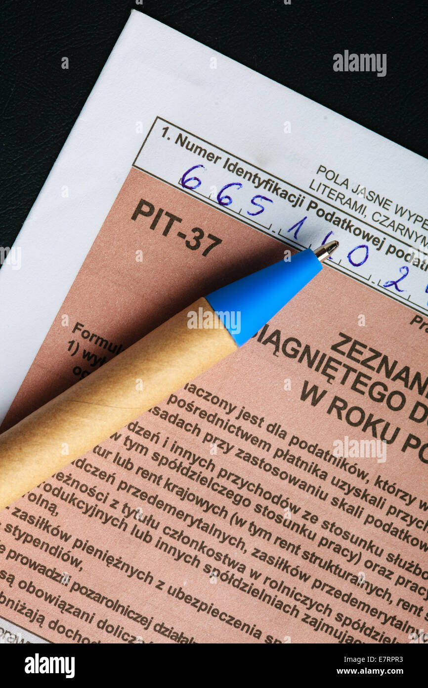Filling in polish individual income tax form PIT-37 for year 2013 Stock ...