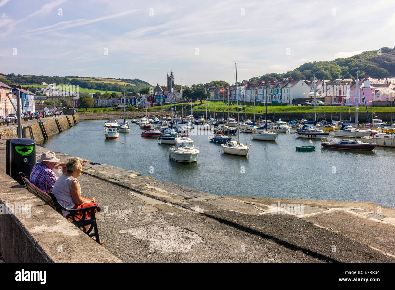 Aberaeron harbour surrounded by colourful regency styled houses and ...