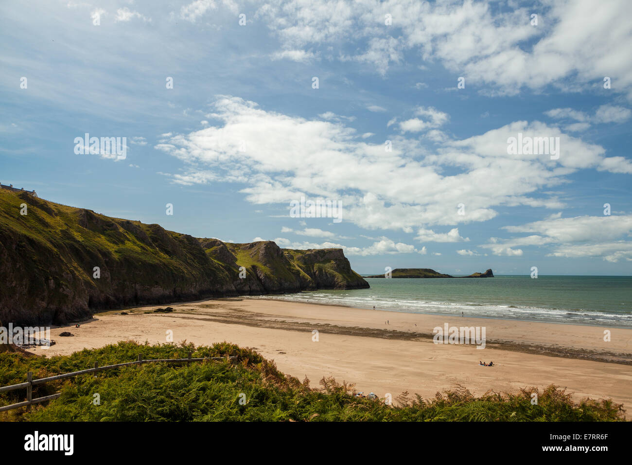 Rhossili Bay Beach and Worm's Head on the Gower Peninsula, South Wales ...