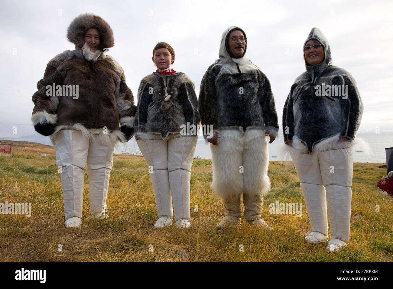Traditional outerwear hand made from seal skins and other animal fur ...