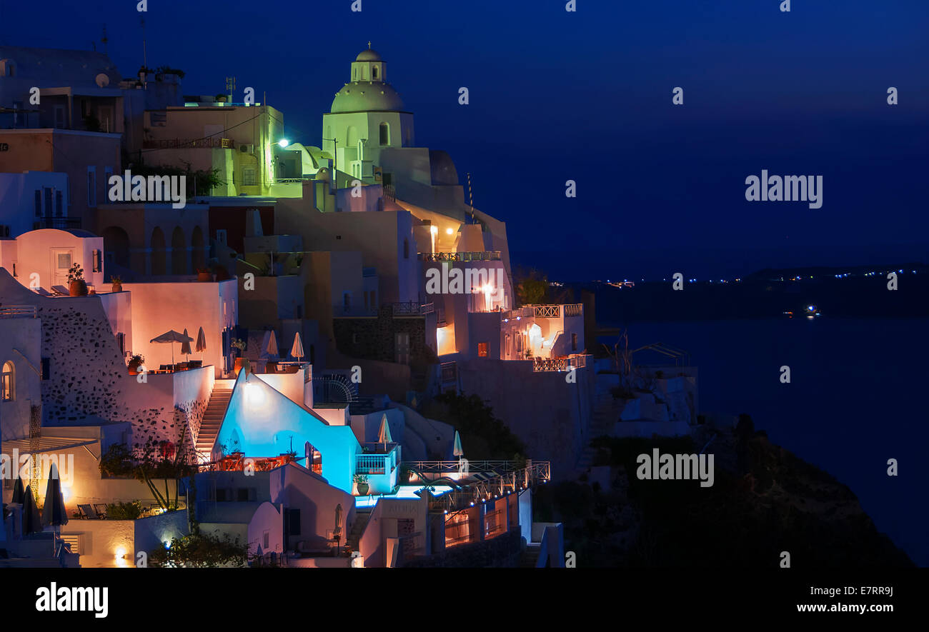 Night view at Fira , Santorini Stock Photo - Alamy