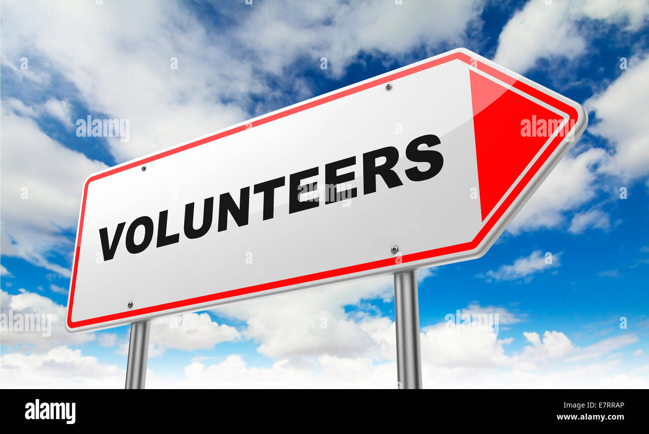 Volunteers on Red Road Sign Stock Photo - Alamy