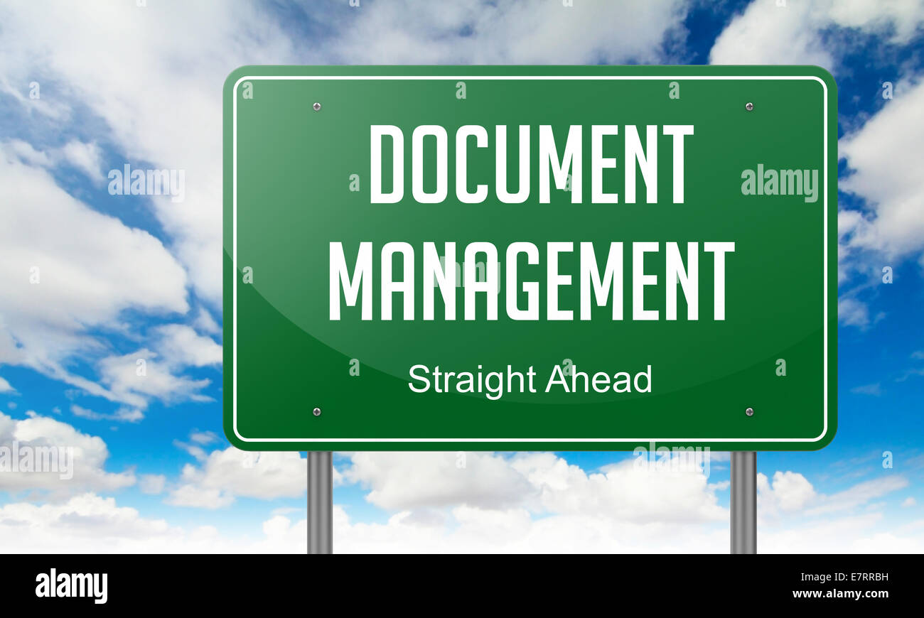 Document Management on Highway Signpost Stock Photo - Alamy