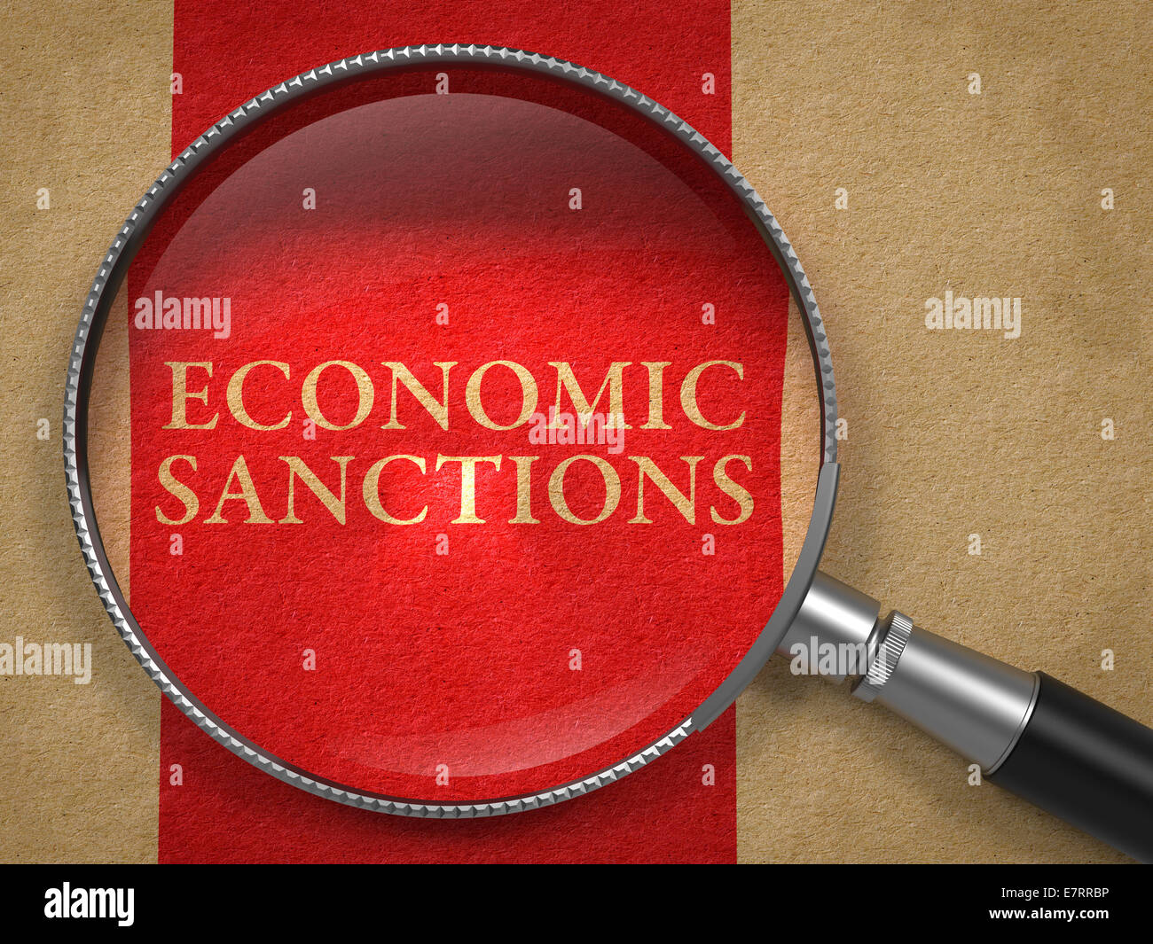 Economic Sanctions through Magnifying Glass Stock Photo - Alamy