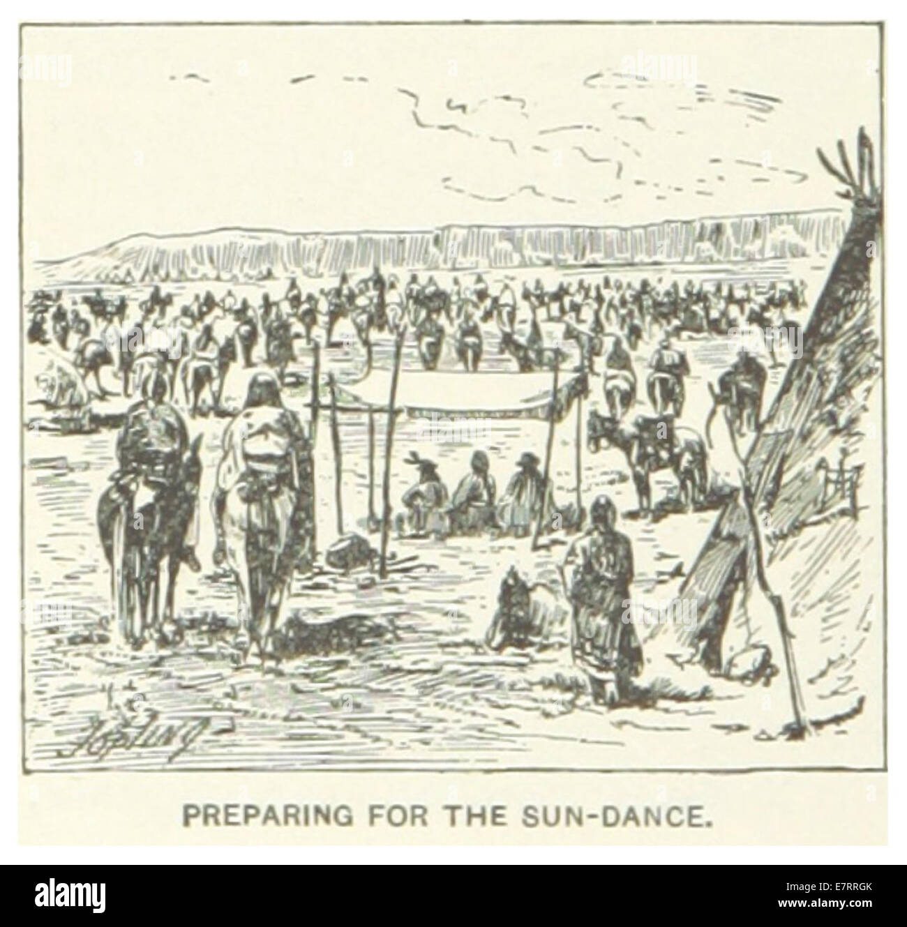 This 1891 illustration shows Native Americans preparing for the Sun ...