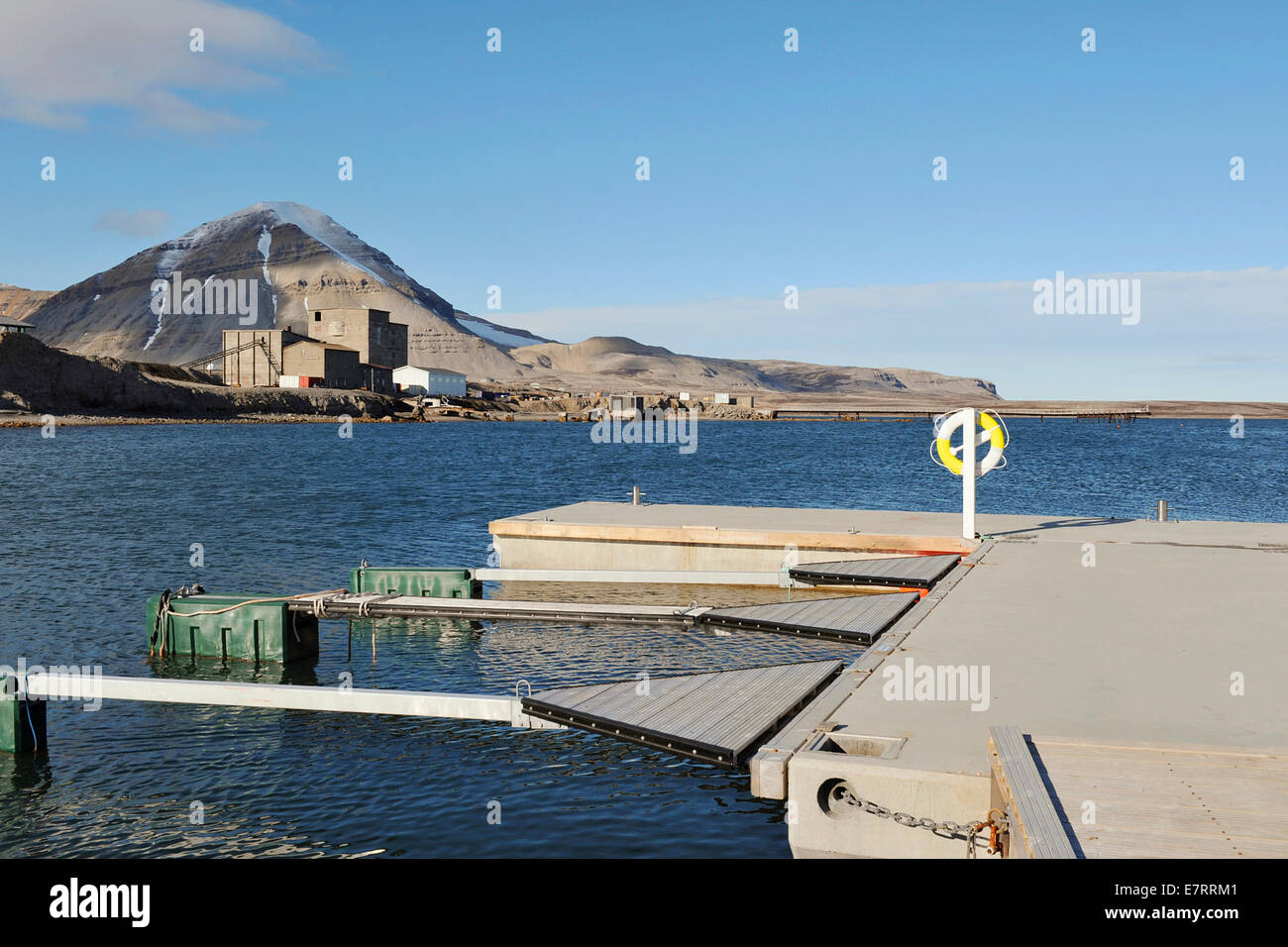 Empty boat dock and buildings at the blue Kings Bay, 23 August 2012 ...
