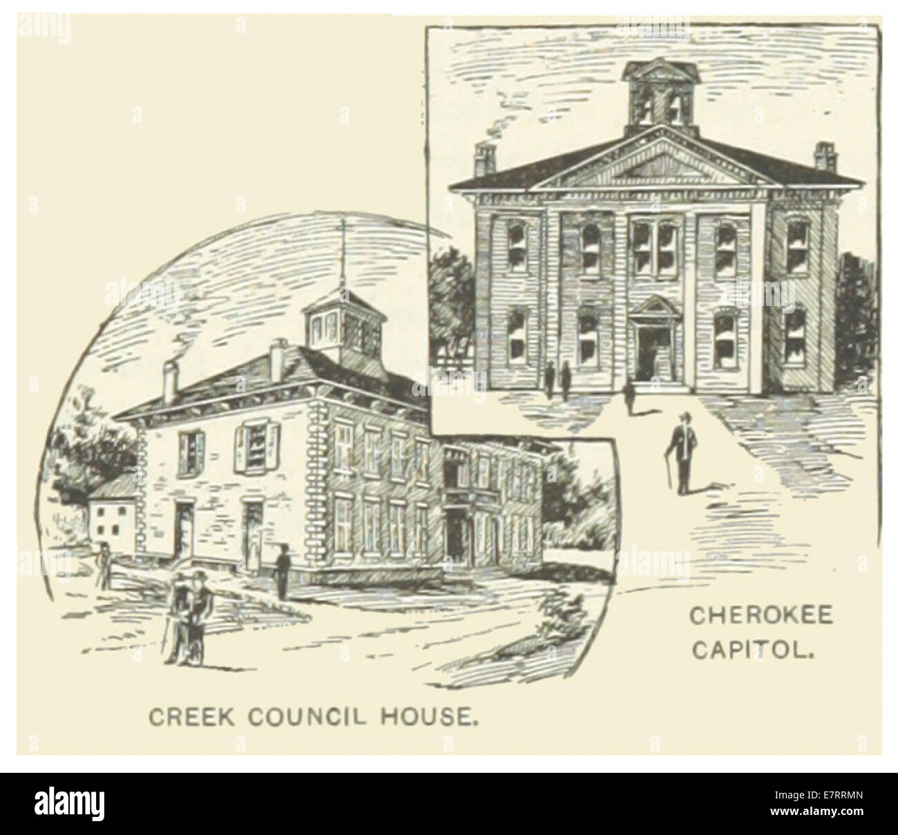An 1891 illustration of the Cherokee Capitol, located in the Indian ...