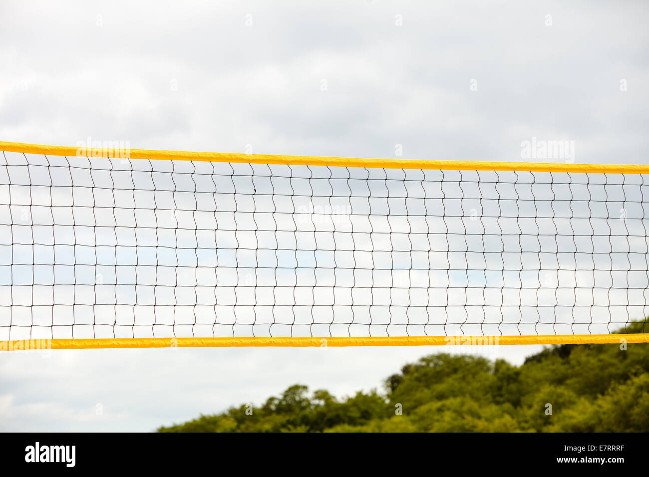 Volleyball summer sport equipment. Closeup of net netting wire on a ...