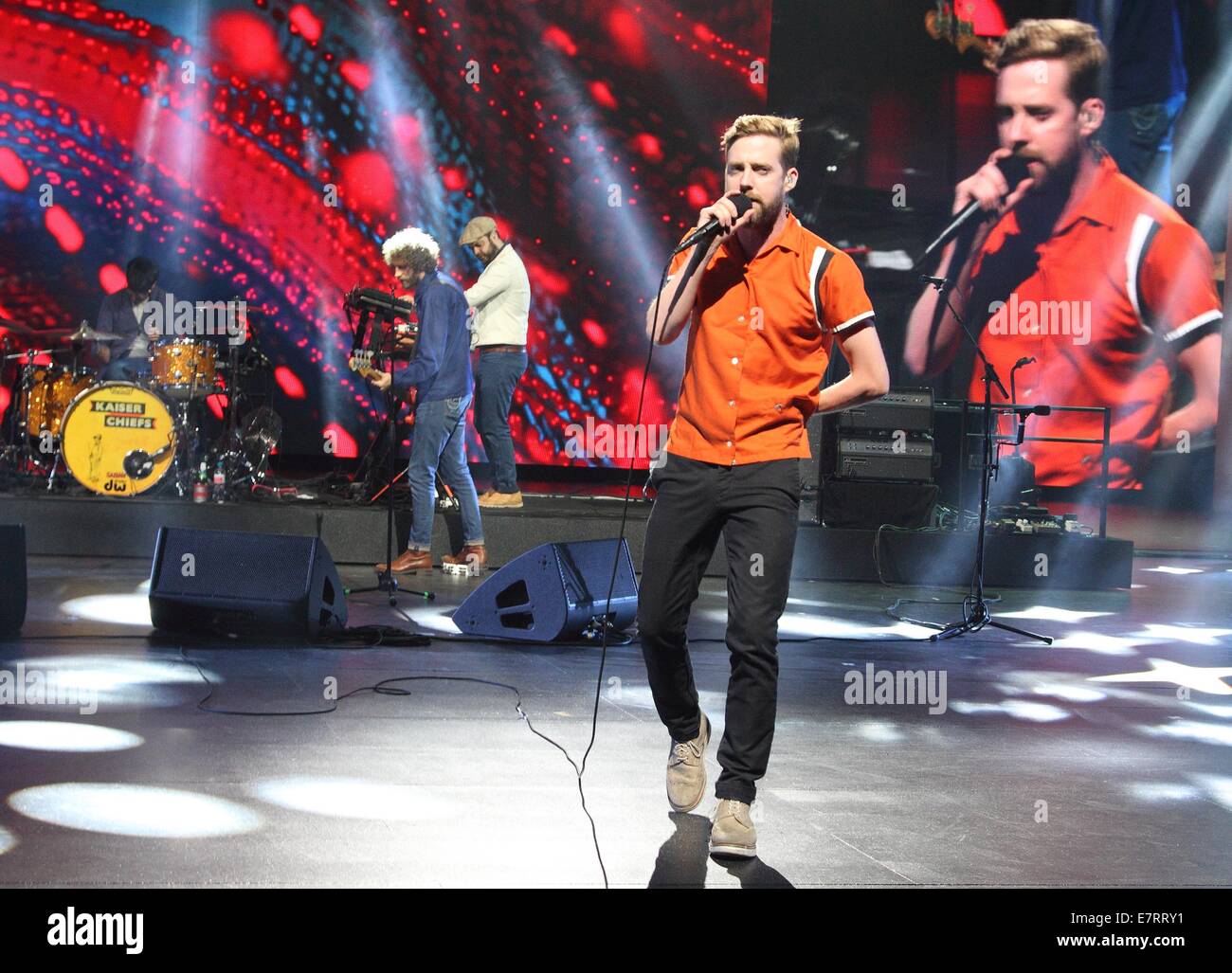 London, UK. Kaiser Chiefs at Jaguar XE Global Launch Party and Show at ...