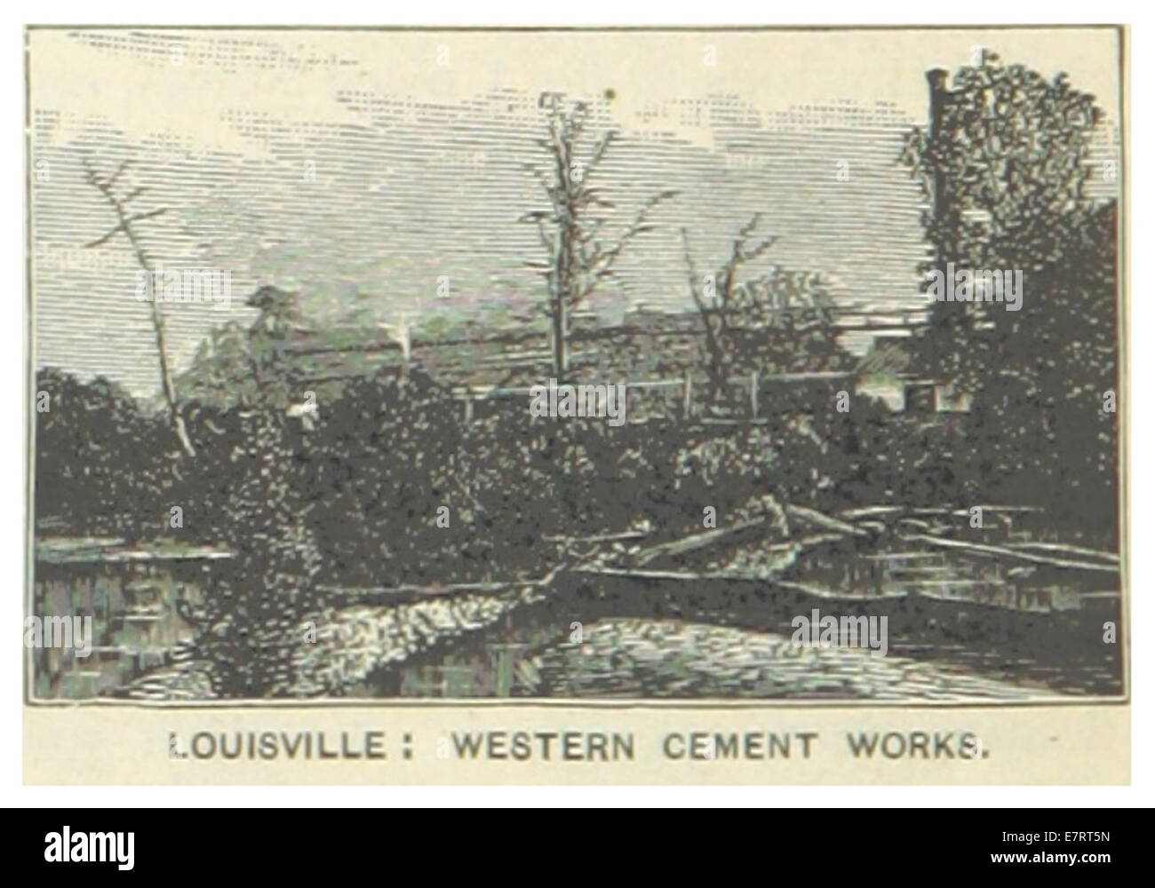 This 1891 illustration depicts the Western Cement Works in Louisville ...