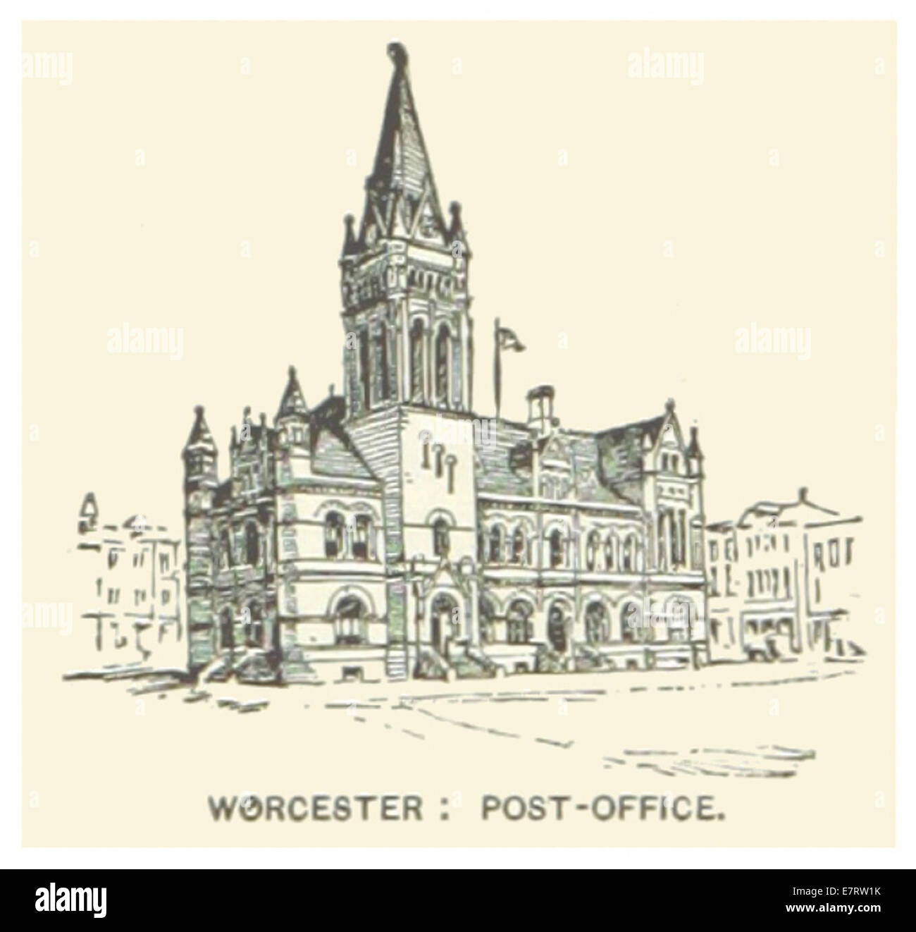 US-MA(1891) p348 WORCESTER, POST OFFICE Stock Photo - Alamy