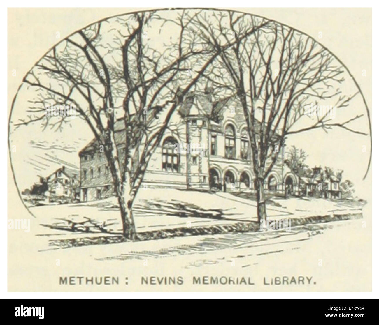 US-MA(1891) p365 METHUEN, NEVINS MEMORIAL LIBRARY Stock Photo - Alamy