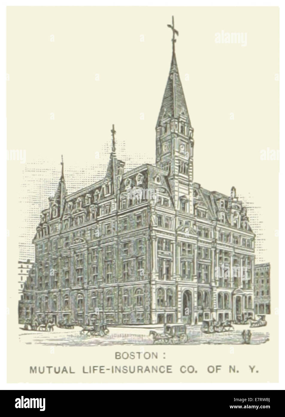 An 1891 illustration from *US-MA* depicting the Mutual Life Insurance ...