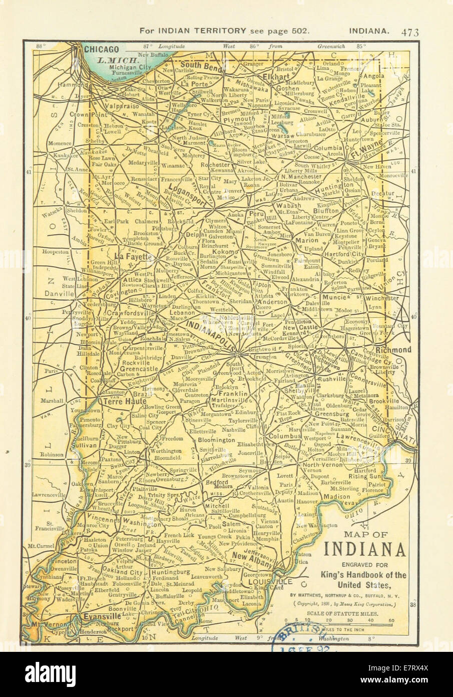 Map of indiana hi-res stock photography and images - Alamy
