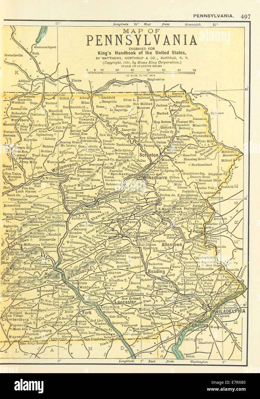 US-MAPS(1891) p499 - MAP OF PENNSYLVANIA (r Stock Photo - Alamy