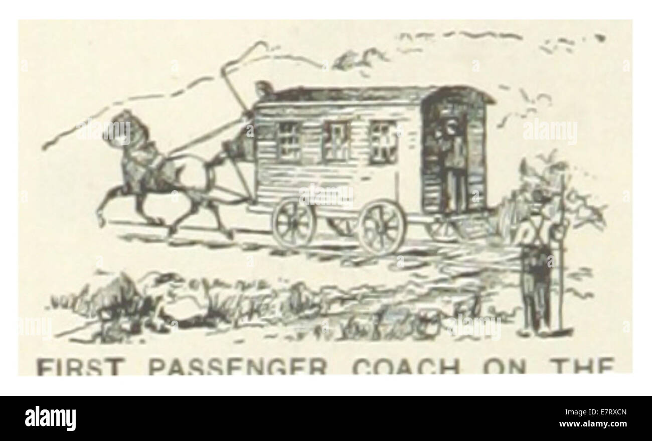 This 1891 illustration depicts the first passenger coach on the ...