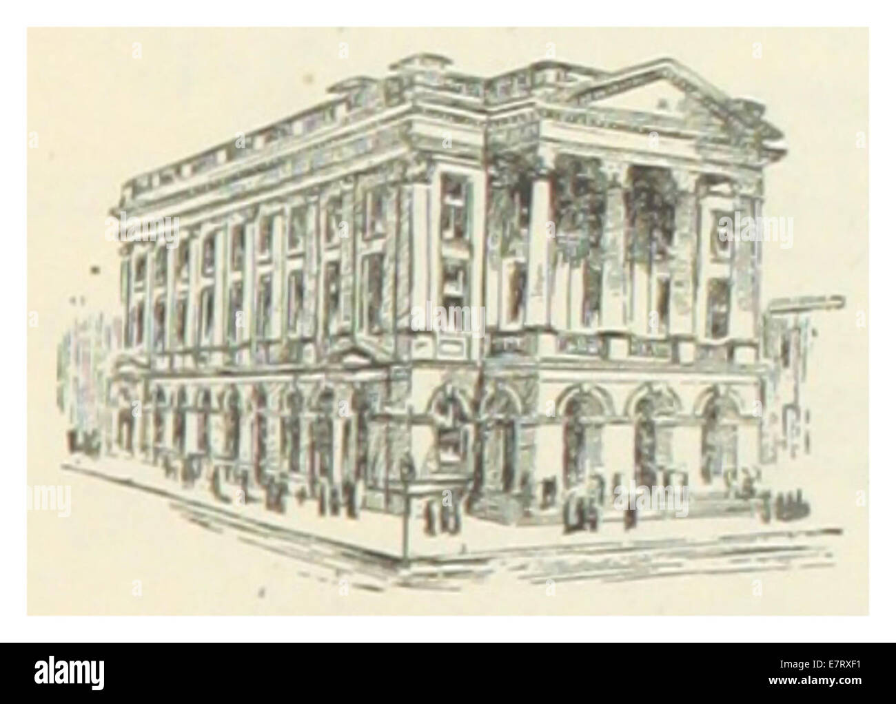 An 1891 illustration of the Portland Post Office, emphasizing the ...