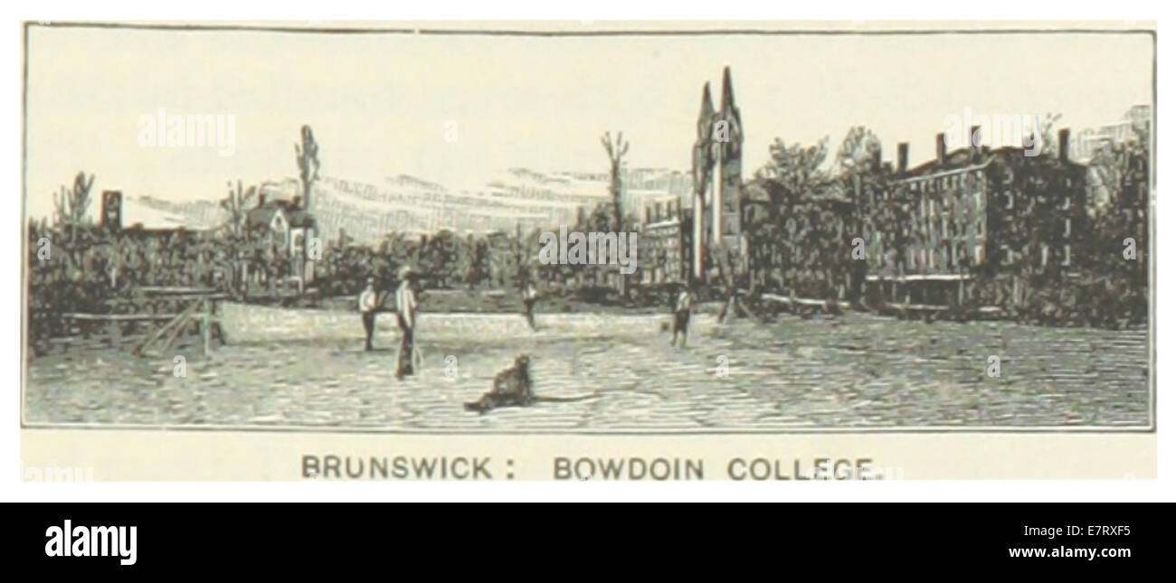 This 1891 map and illustration depict Bowdoin College in Brunswick ...