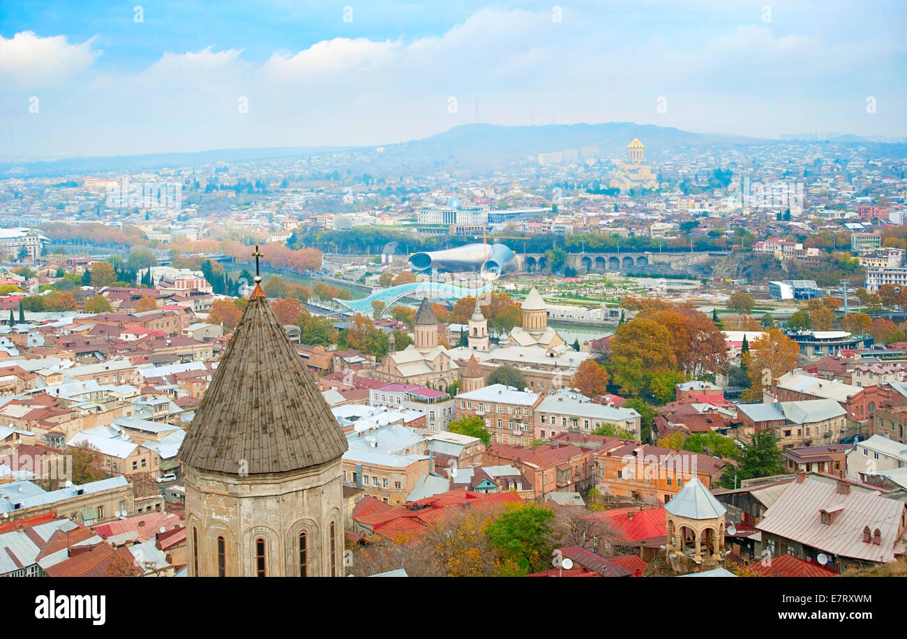 Skyline of Tbilisi, Georgia. Aerial view Stock Photo - Alamy