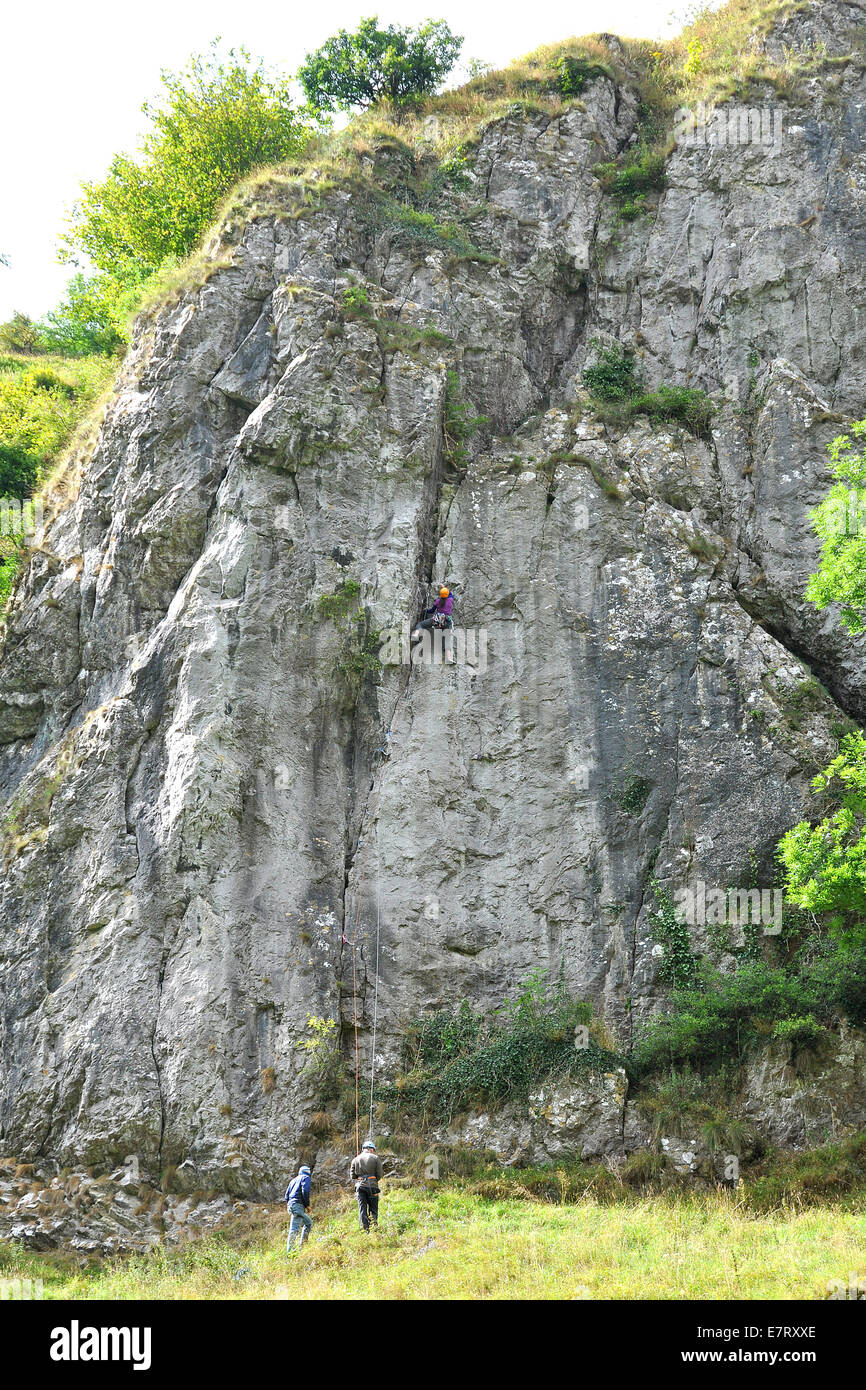 Climbing in the Peak District in the Manifold Valley Stock Photo - Alamy