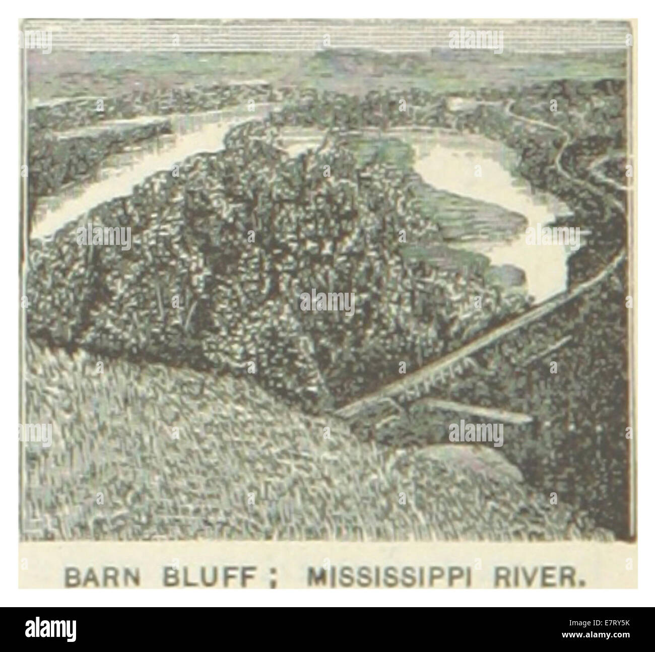 This 1891 illustration depicts Barn Bluff on the Mississippi River in ...