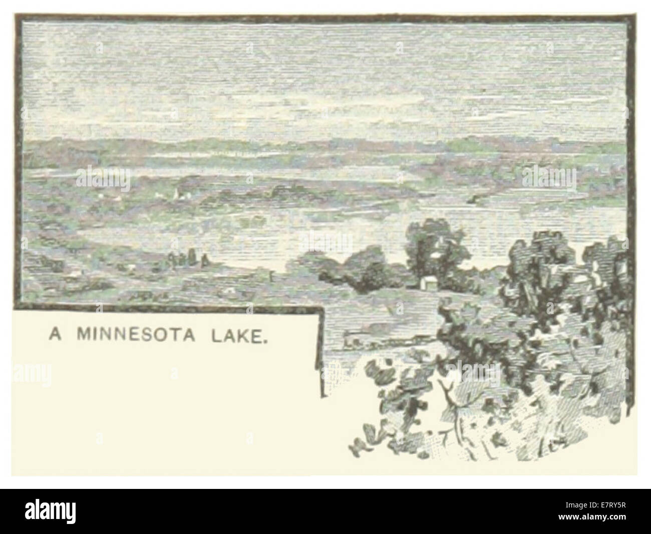 An 1891 illustration of a Minnesota lake, showcasing the natural beauty ...