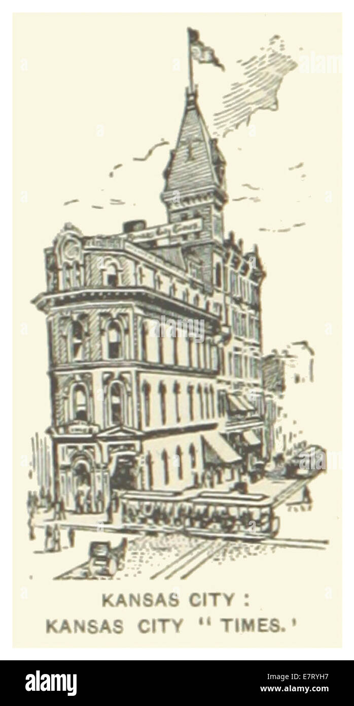 An 1891 illustration showing the *Kansas City Times* building in ...