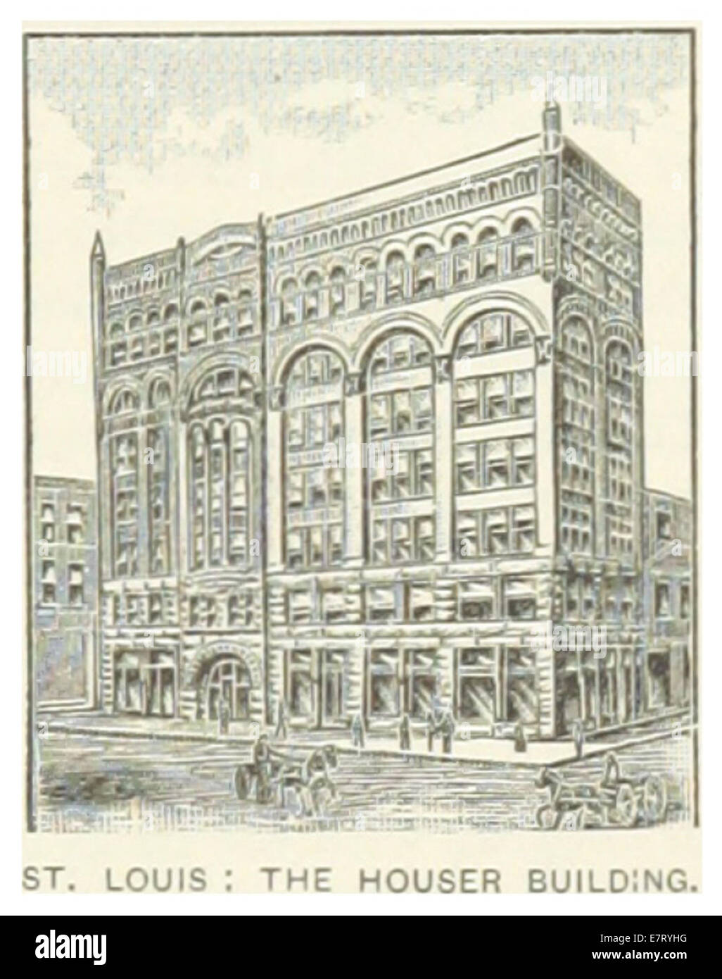 An 1891 illustration of the Houser Building in St. Louis, showcasing ...