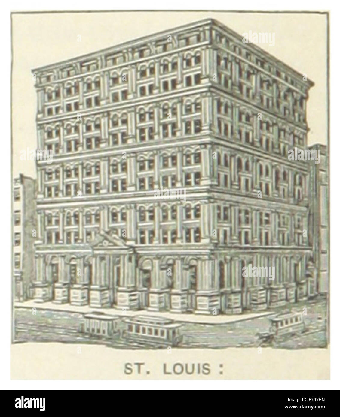This 1891 illustration showcases the Equitable Building in St. Louis ...