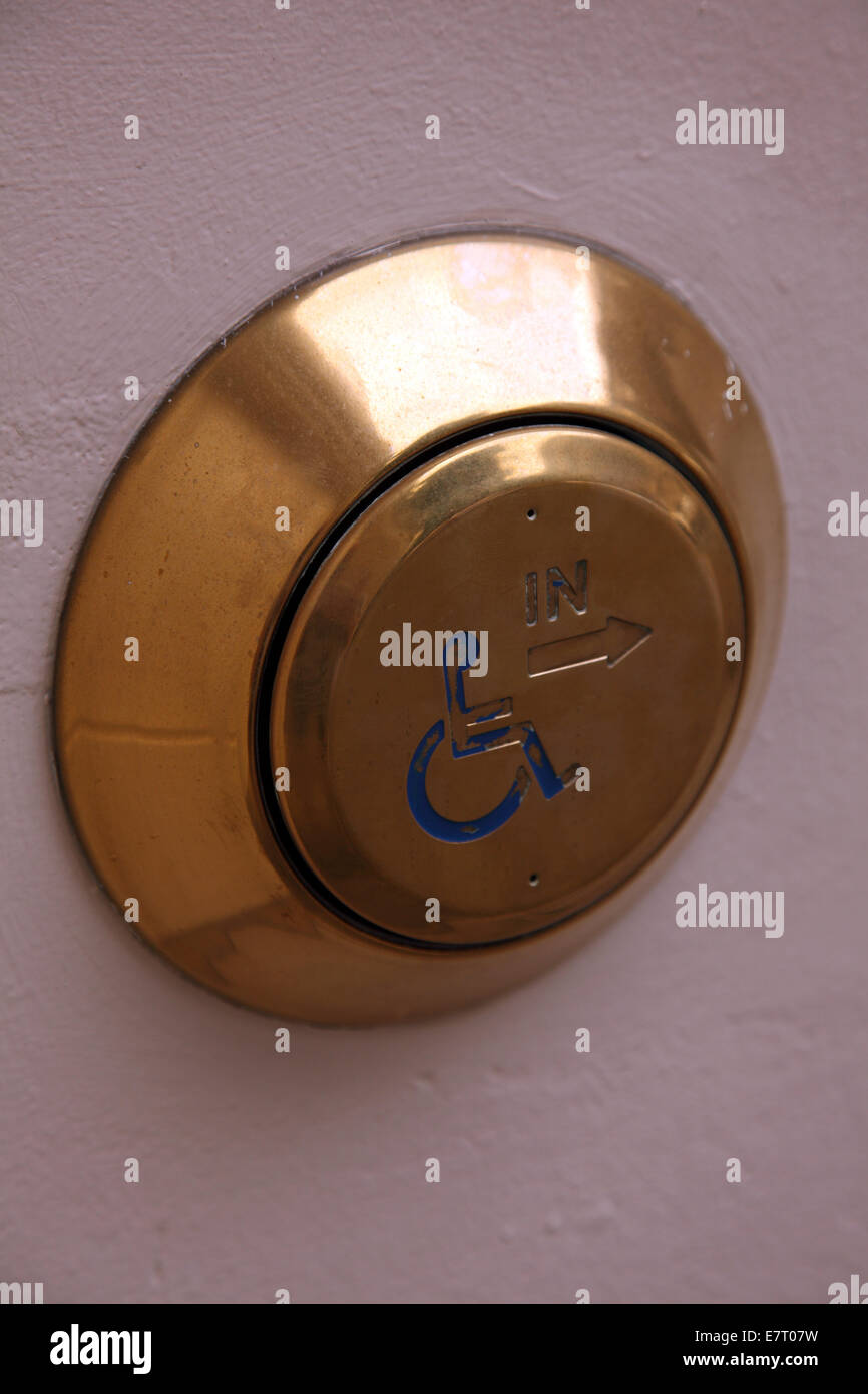 Push button allowing disabled wheelchair access Stock Photo - Alamy