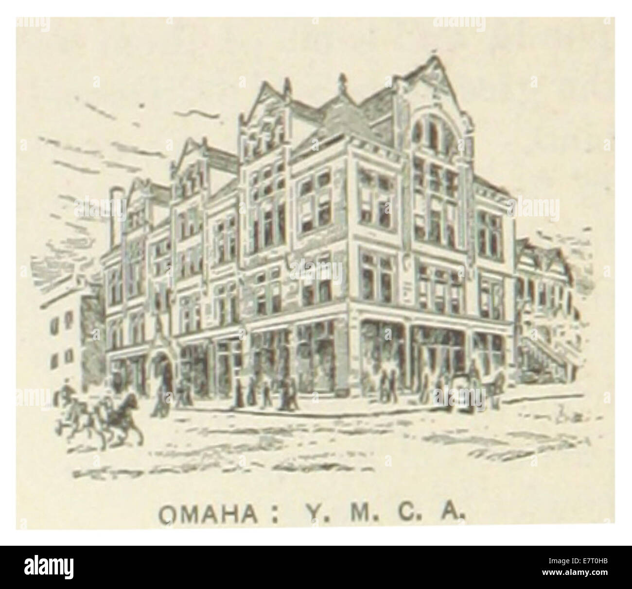 This 1891 illustration depicts the YMCA building in Omaha, Nebraska ...