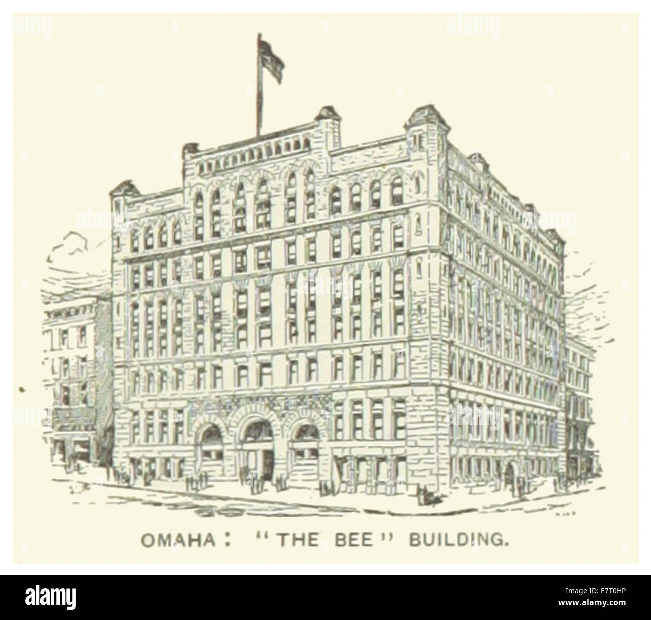 US-NE(1891) p529 OMAHA, THE BEE-BUILDING Stock Photo - Alamy