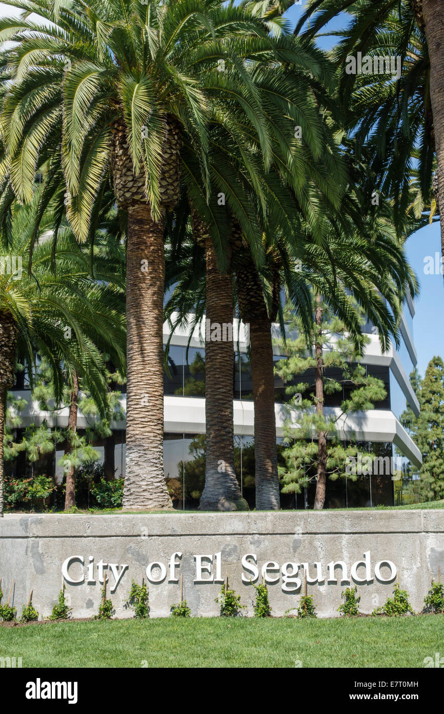 Los Angeles California,LA,El Segundo,sign,palm,wall,landscaping ...