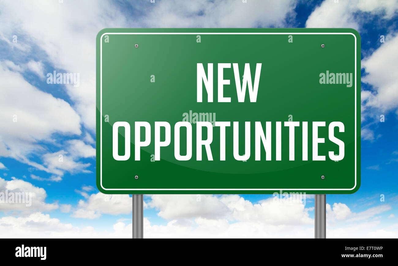 New Opportunities on Highway Signpost Stock Photo - Alamy