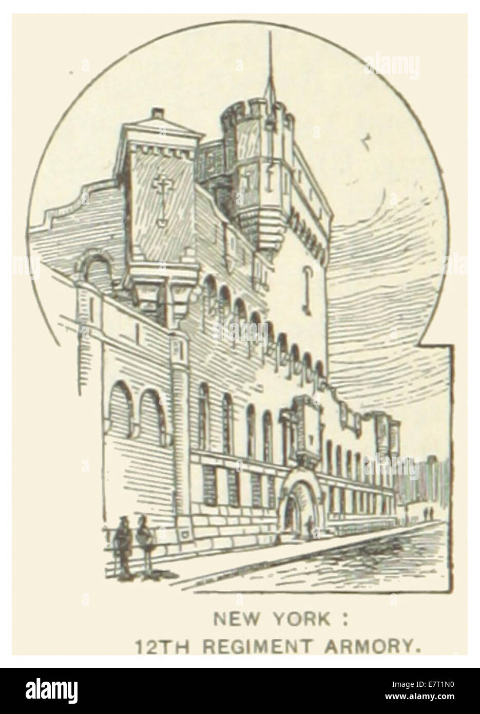 This 1891 illustration depicts the 12th Regiment Armory in New York ...