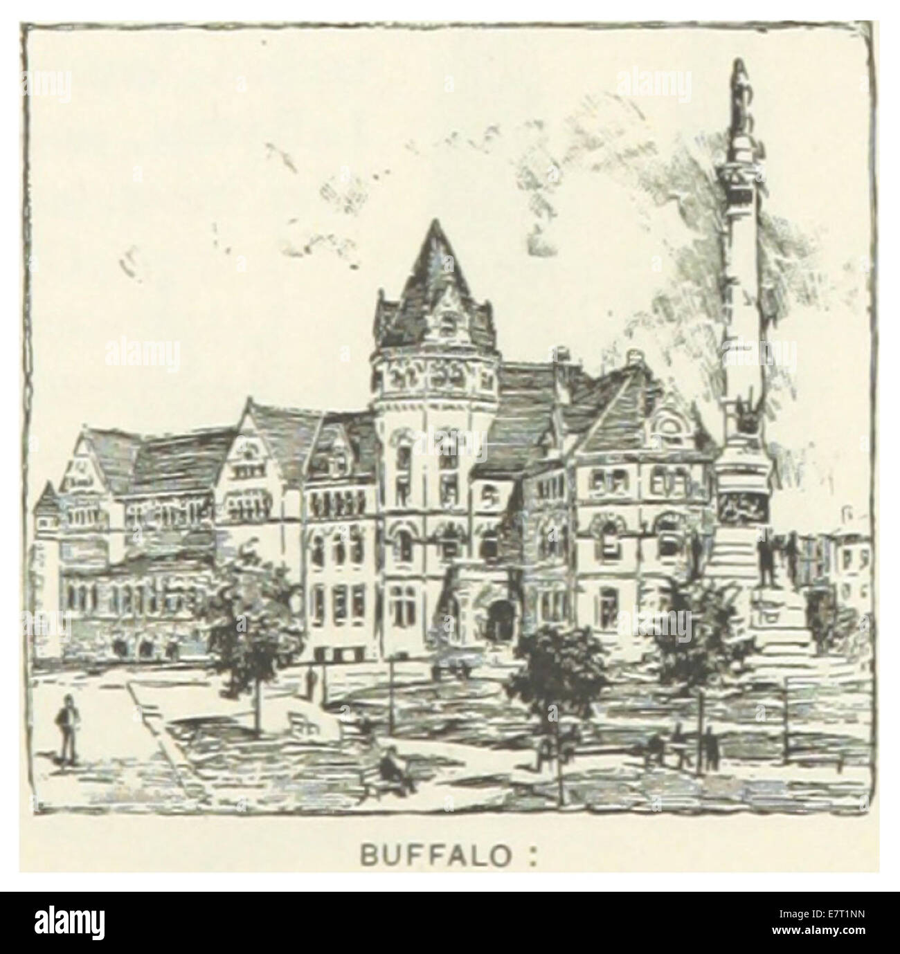 An 1891 illustration of the library in Buffalo, New York, highlighting ...