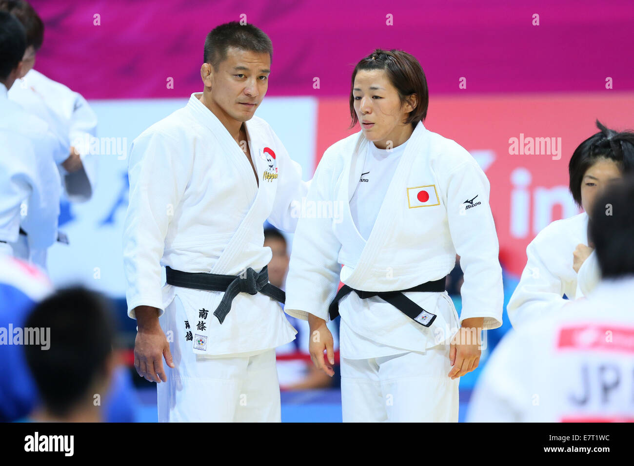 Incheon, South Korea. 23rd Sep, 2014. (L-R) Mitsutoshi Nanjo, Misato ...