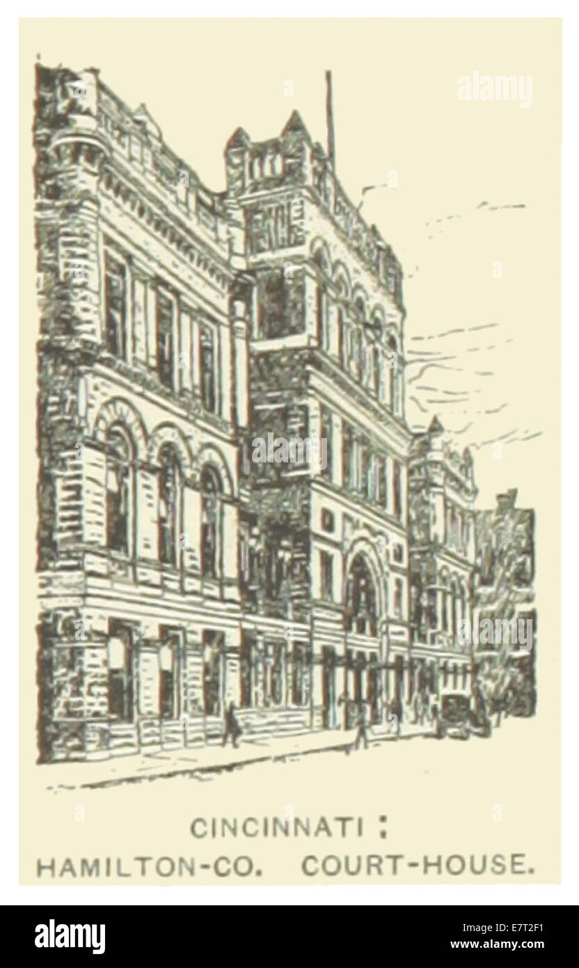 This 1891 illustration shows the Court House in Cincinnati, Ohio ...