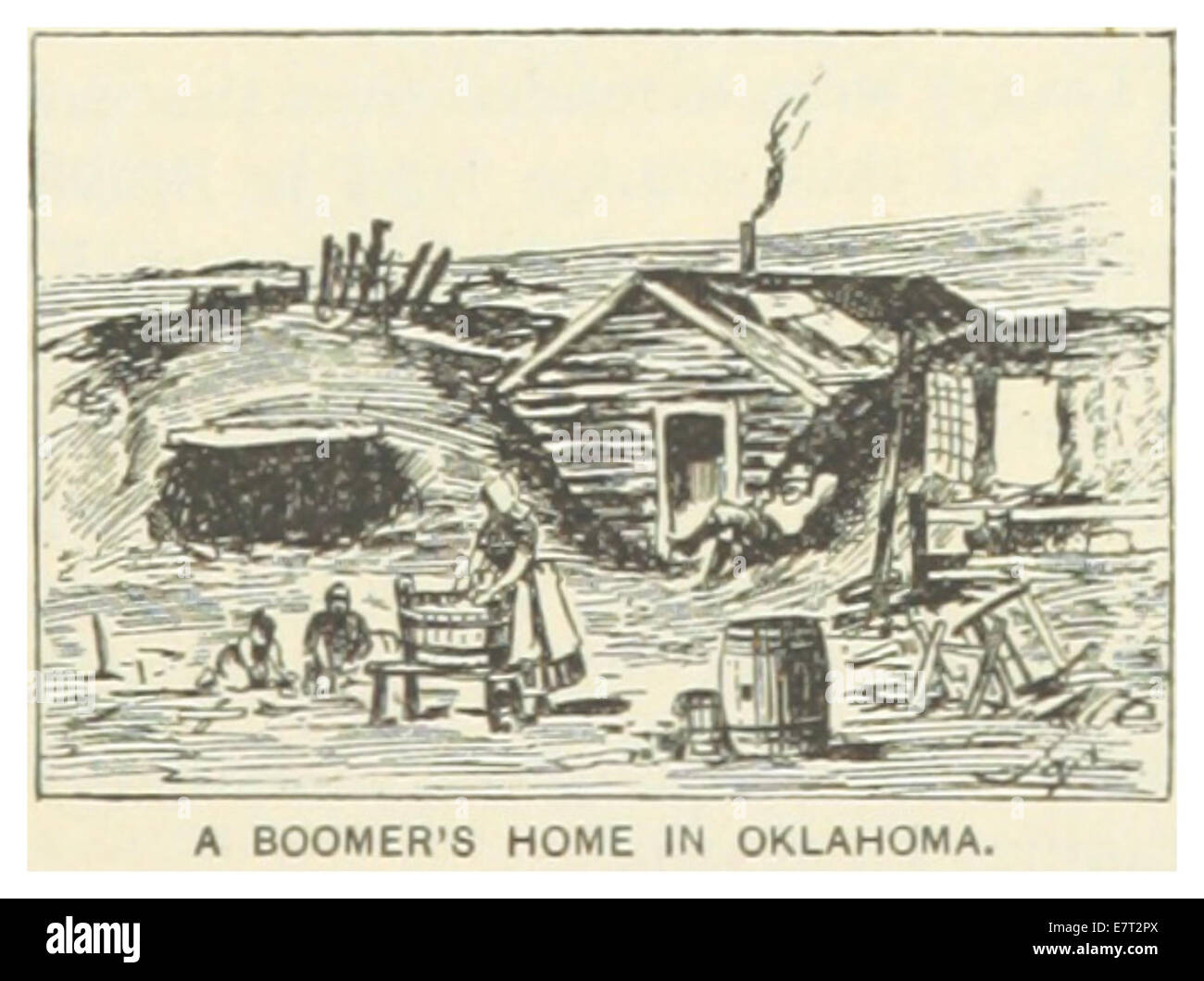 This 1891 illustration from Oklahoma shows a boomer's home, reflecting ...