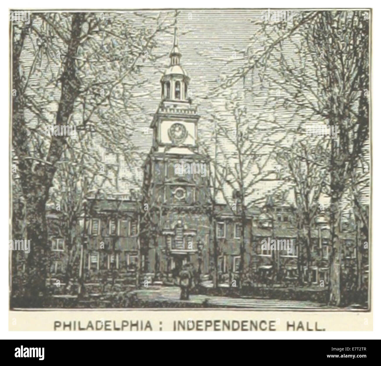 An 1891 sketch of Independence Hall in Philadelphia, showcasing its ...